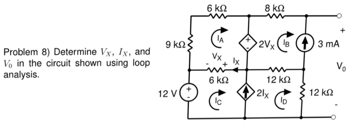 Solved Determine Vx, IX, and V0 in the circuit shown using | Chegg.com