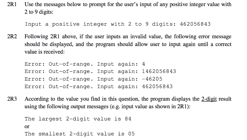 Solved Use the messages below to prompt for the user’s input | Chegg.com