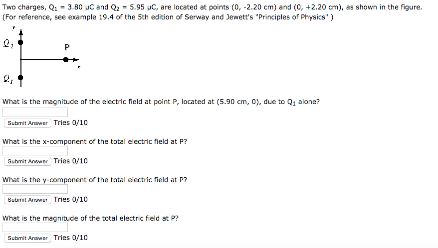 Solved Two charges, Q1= 3.80 mu C and Q2 = 5.95 mu C, are | Chegg.com
