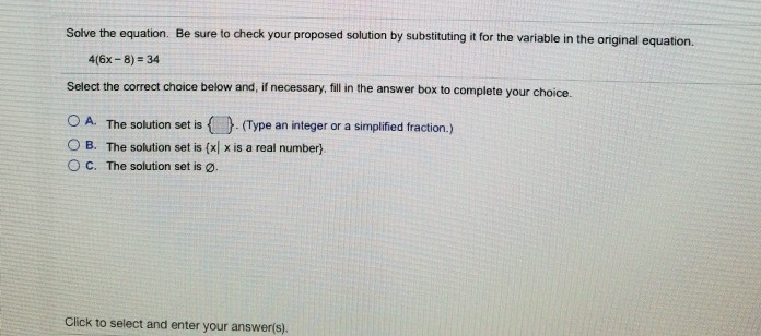 Solved Solve the equation. Be sure to check your proposed | Chegg.com