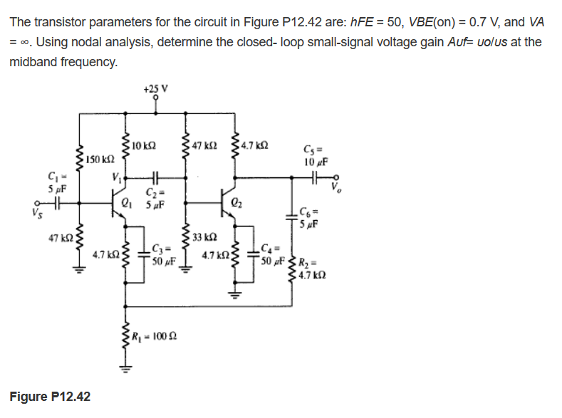 Solved The transistor parameters for the circuit in Figure | Chegg.com