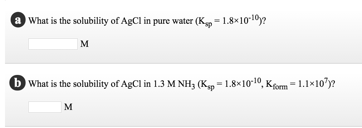 Solved What Is The Solubility Of Agcl In Pure Water Ksp