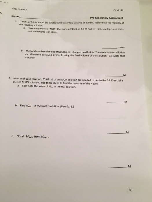 Solved CHM 112 Experiment 7 Pre-Laboratory Assignment Name: | Chegg.com Solved CHM 112 Experiment 7 Pre-Laboratory Assignment Name: | Chegg.com