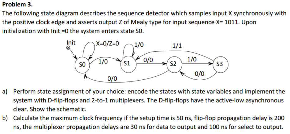 Solved Problem 3 The following state diagram describes the | Chegg.com