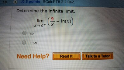 Solved Determine the infinite limit. Lim_x rightarrow | Chegg.com