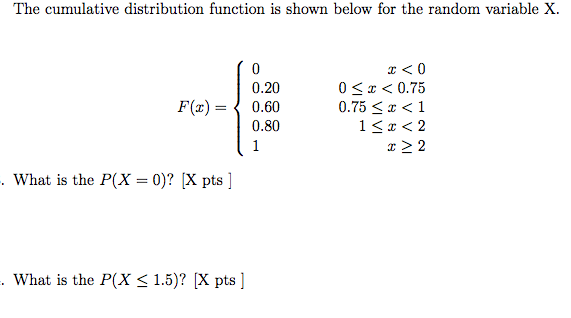 Solved The cumulative distribution function is shown below | Chegg.com