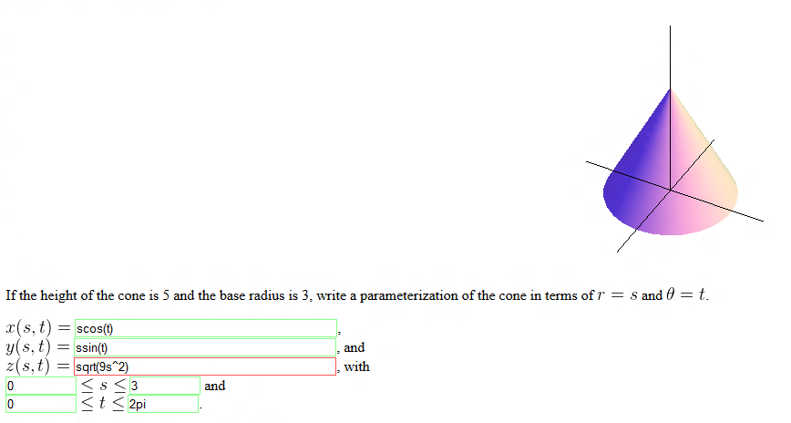 Solved If the height of the cone is 5 and the base radius is | Chegg.com