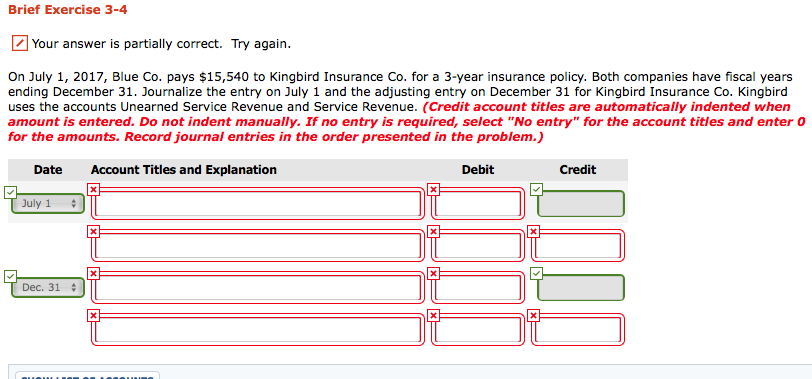 Solved Brief Exercise 3-4 Your answer is partially correct. | Chegg.com
