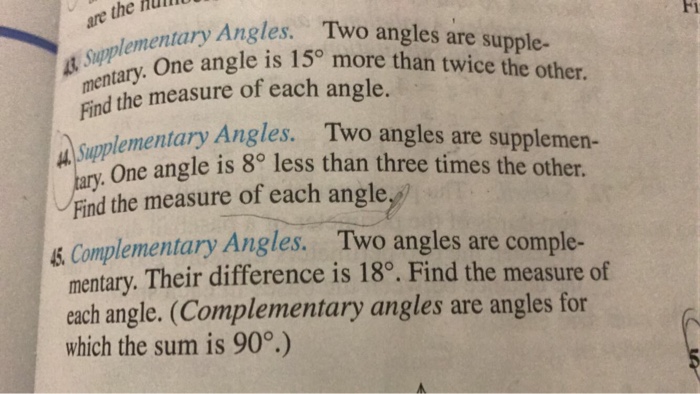Solved Supplementary Angles. Two angles are supplementary. | Chegg.com