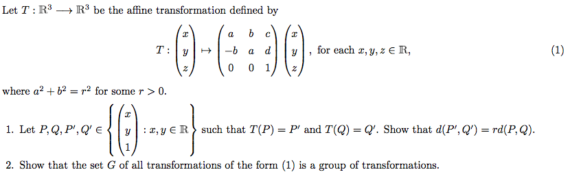 Solved Let T: R^3 rightarrow R^3 be the affine | Chegg.com