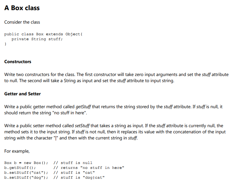 Solved A Box Class Consider The Class Public Class Box 