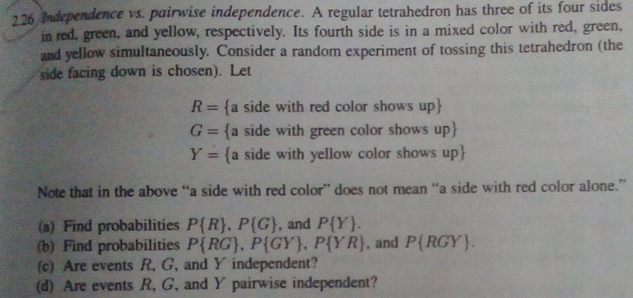 Solved Independence Vs Pairwise Independence A Regular