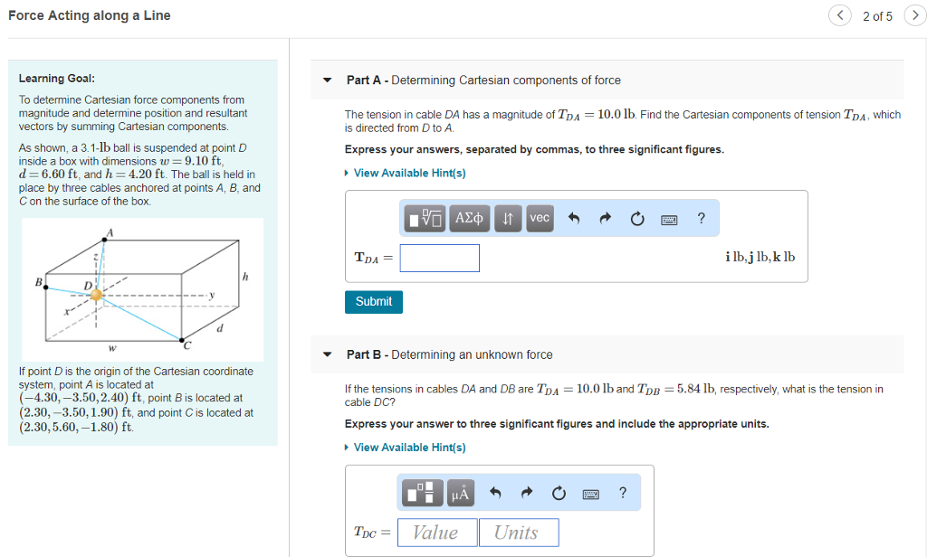 Solved Force Acting along a Line 2015 〉| Learning Goal Part | Chegg.com