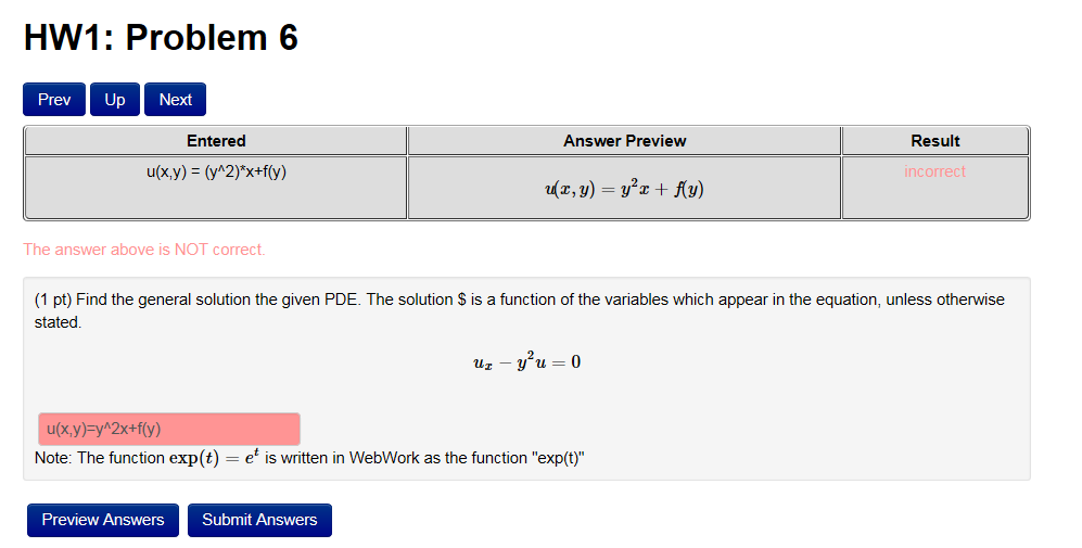Solved HW1: Problem 6 Prev Up Next Entered Answer Preview | Chegg.com
