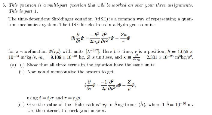 Solved The time-dependent Shrodinger equation (tdSE) is a | Chegg.com