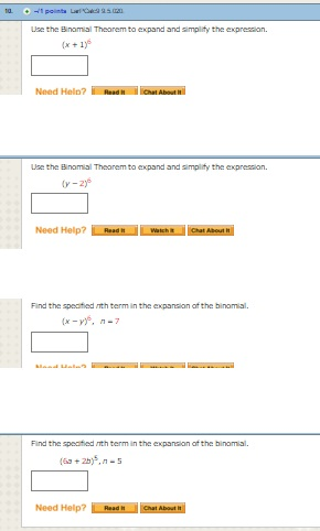 Solved Use the Binormal Theorem to expand simplify the | Chegg.com