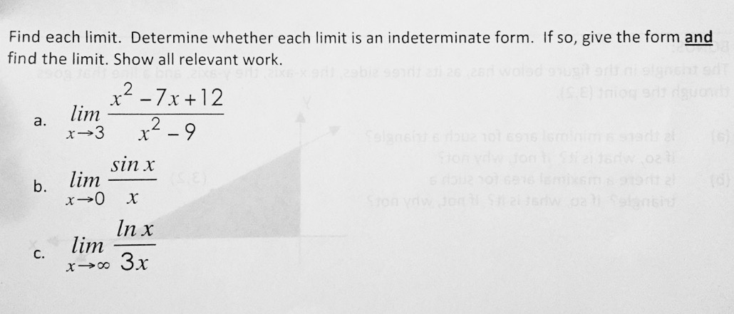 Solved Find each limit. Determine whether each limit is an | Chegg.com