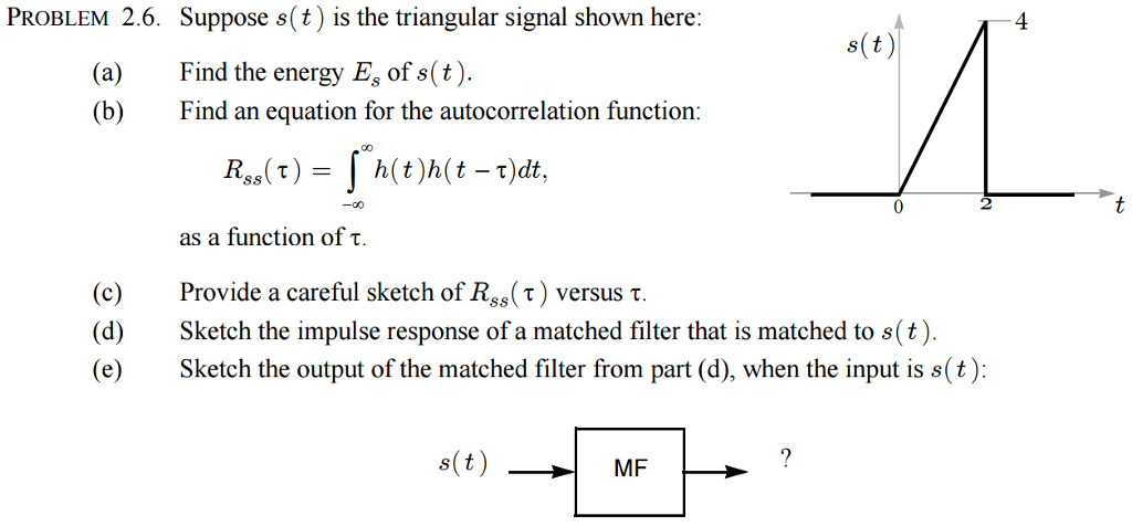 Solved PROBLEM 2.6. Suppose s(t) is the triangular signal | Chegg.com