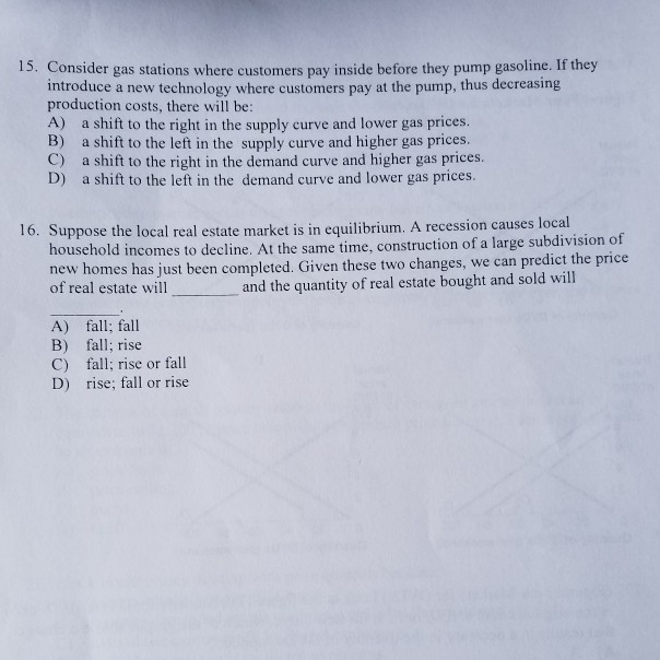 Solved 15. Consider gas stations where customers pay inside | Chegg.com