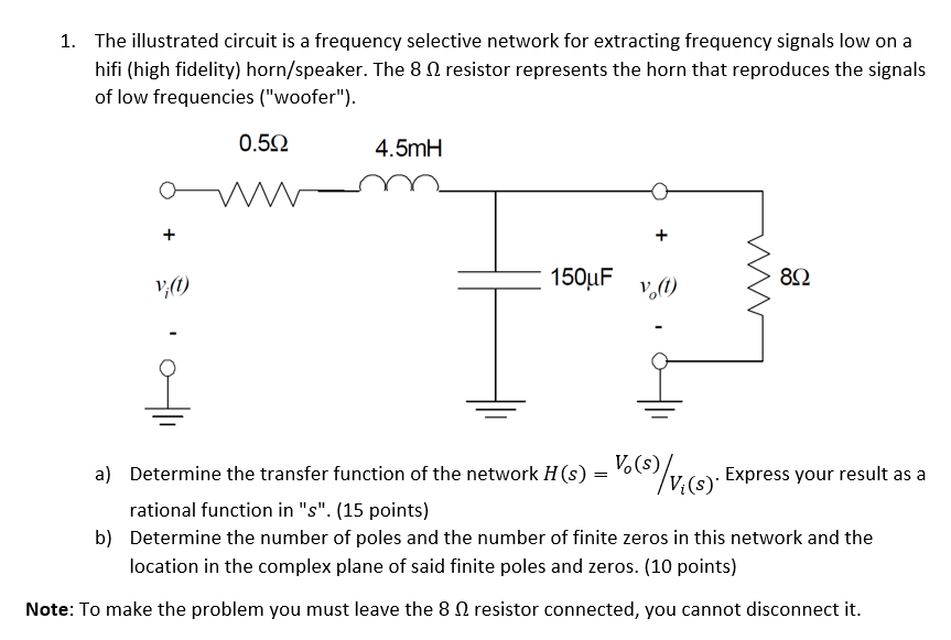 Solved The illustrated circuit is a frequency selective | Chegg.com