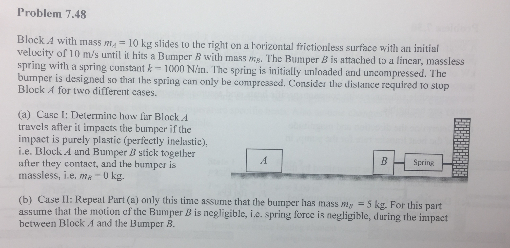 Solved Problem 7.48 Block A with mass mA 10 kg slides to the | Chegg.com