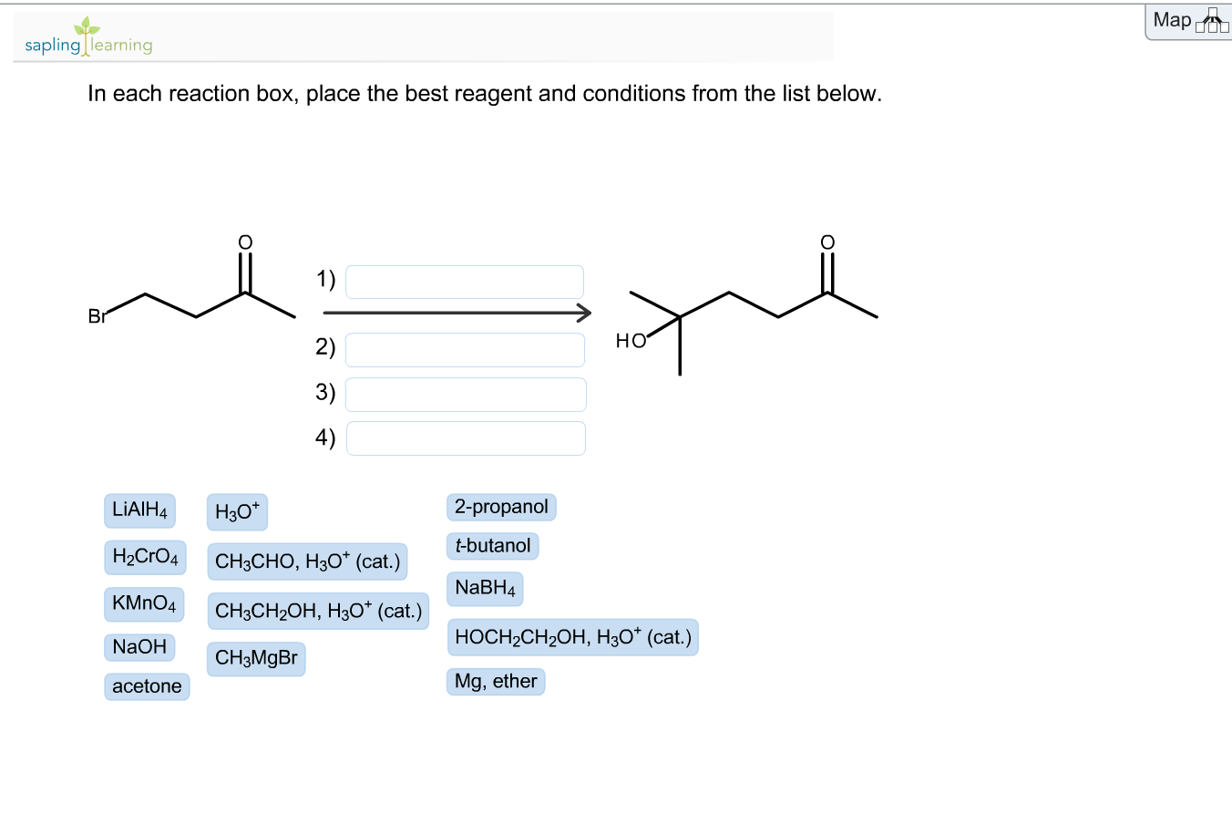 In each reaction box, place the best reagent and | Chegg.com