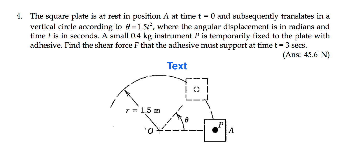Solved 4. The square plate is at rest in position A at time | Chegg.com