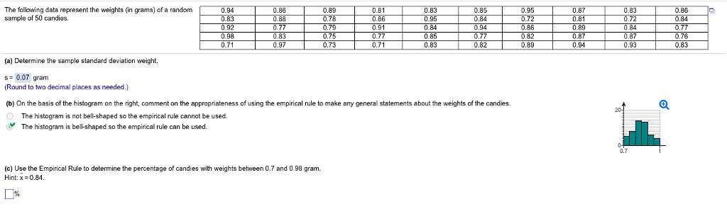 Solved The following data represent the weights (in grams) | Chegg.com