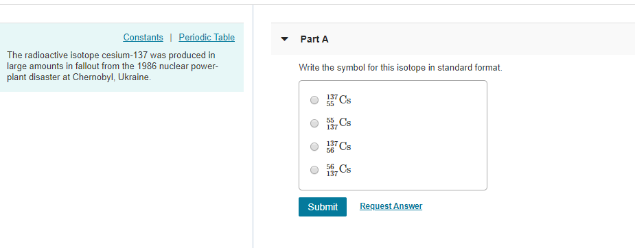 Solved Constants I Periodic Table Part A The radioactive | Chegg.com