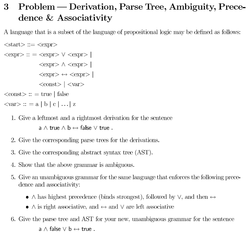 Solved 3 Problem-Derivation, Parse Tree, Ambiguity, Prece- | Chegg.com
