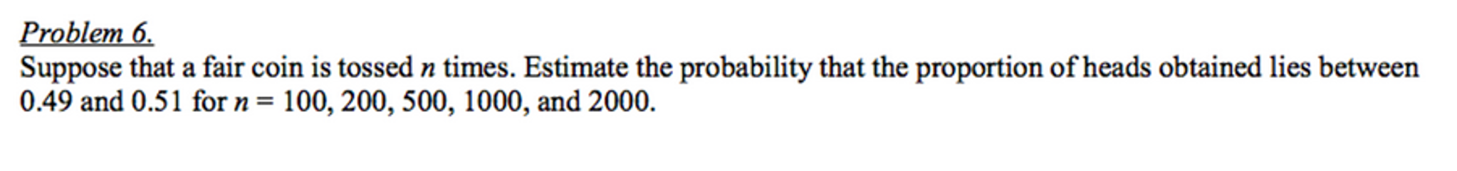 Solved Suppose that a fair coin is tossed n times. Estimate | Chegg.com