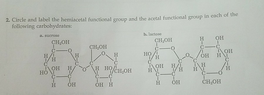 Solved 2. Circle and label the h emiacetal functional group | Chegg.com