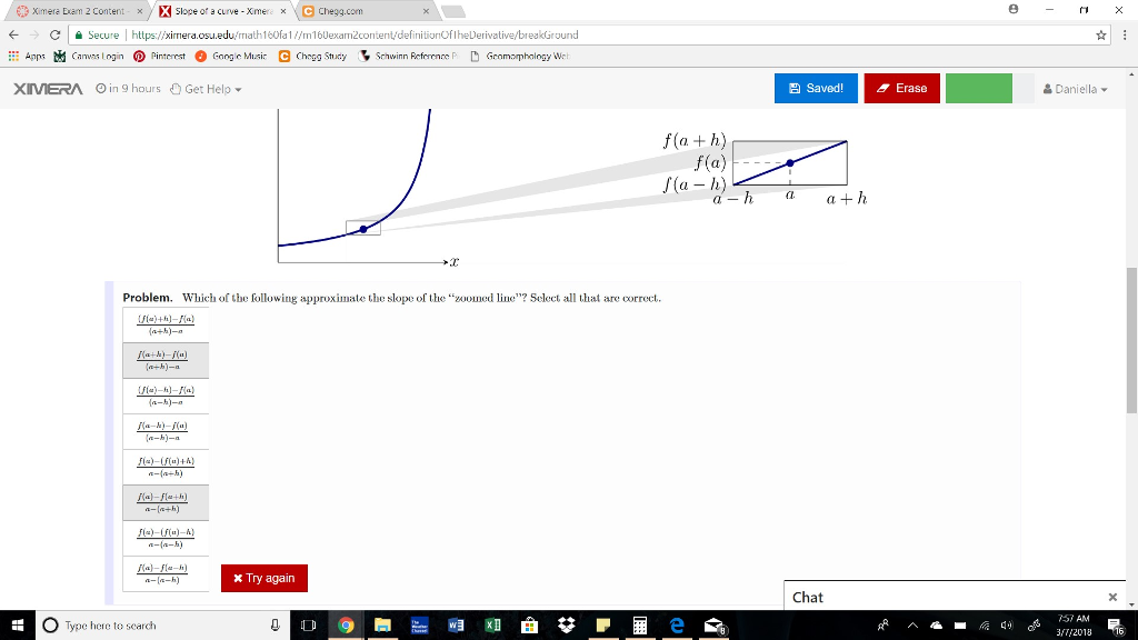Solved * Ximera Ecam 2 content X slope of a curve-Xme. 9 | Chegg.com