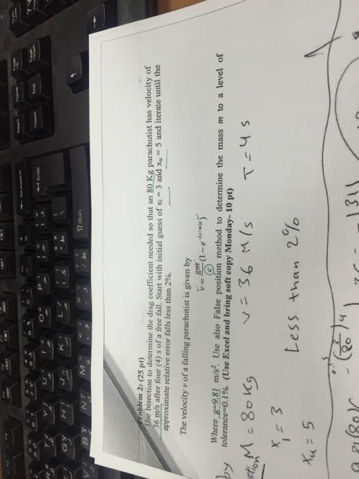 Use bisection to determine the drag coefficient | Chegg.com