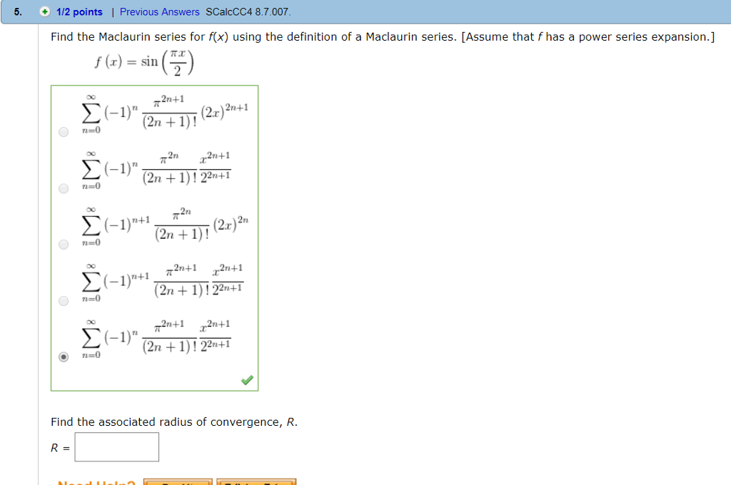 Solved 5. 1/2 points | Previous Answers SCalcCC4 8.7.007 | Chegg.com Solved 5. 1/2 points | Previous Answers SCalcCC4 8.7.007 | Chegg.com