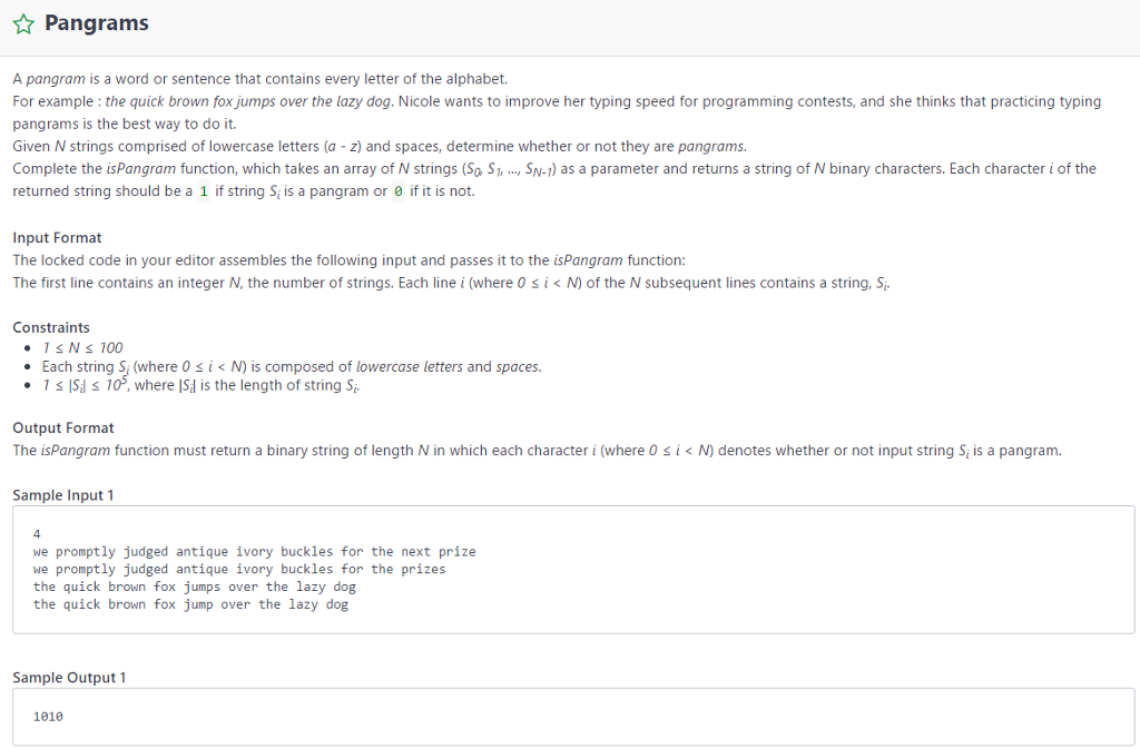 Solved Pangrams A pangram is a word or sentence that | Chegg.com