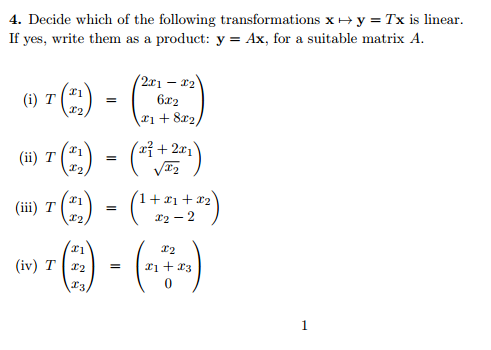 Solved Decide which of the following transformations x | Chegg.com