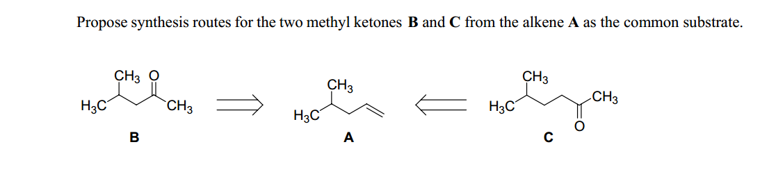 Solved Propose synthesis routes for the two methyl ketones B | Chegg.com