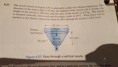 Solved The nozzle shown in Figure 4.57 is attached to a pipe | Chegg.com