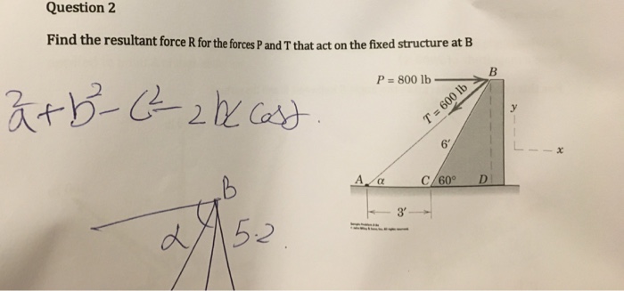 Solved Find the resultant force R for the forces P and T | Chegg.com