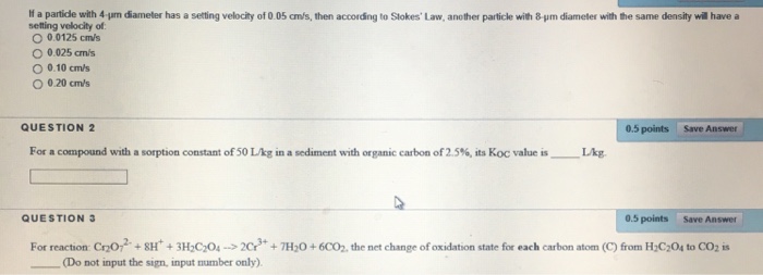 Solved If a particle with 4- mu m diameter has a setting | Chegg.com