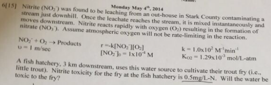 Solved Nitrite (NO_2) was found to be leaching from an | Chegg.com