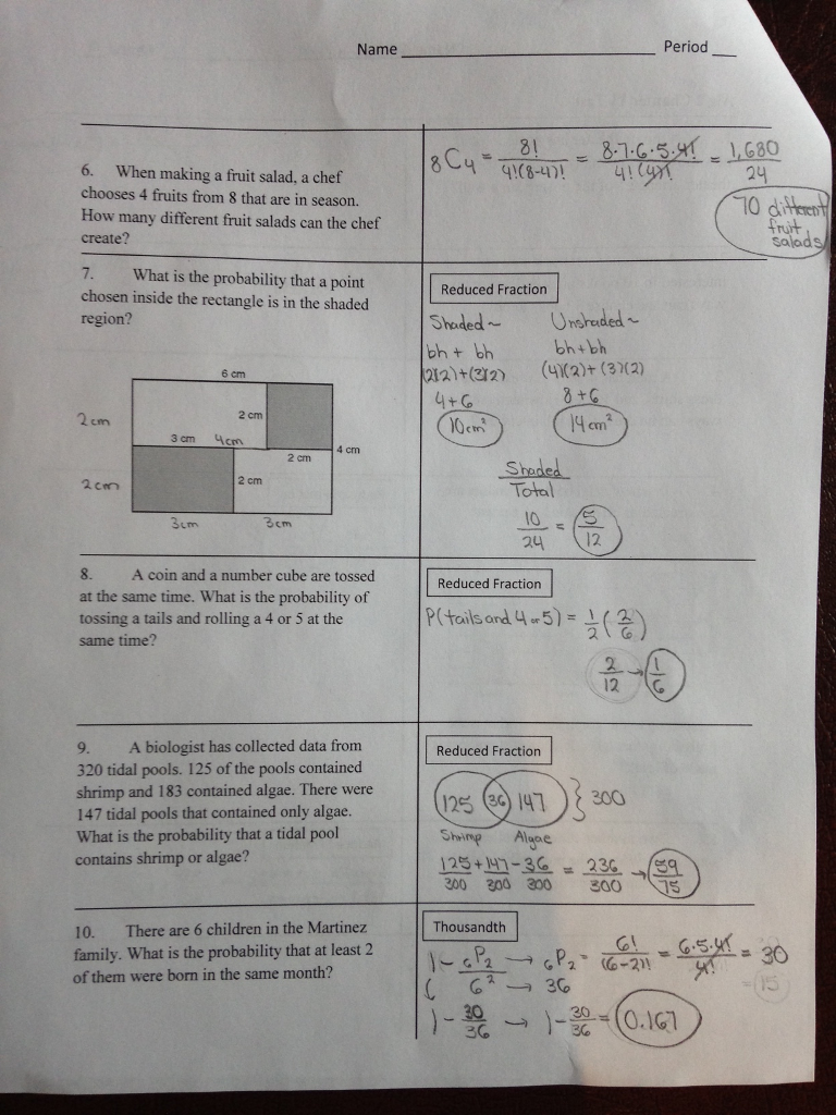 Solved Name Period 846-4 6. When making a fruit salad, a | Chegg.com