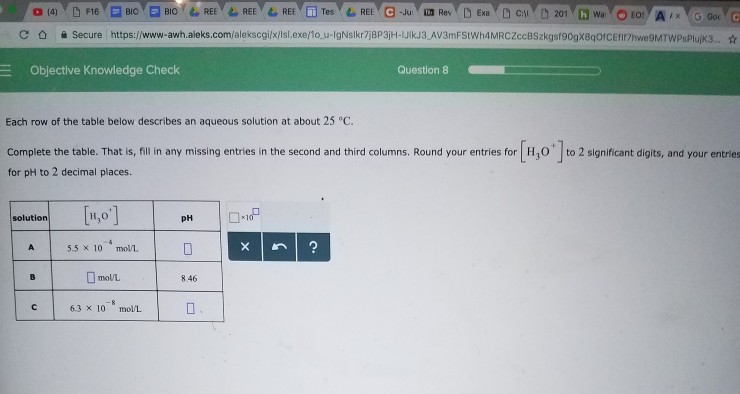 Solved Objective Knowledge Check Question 8 Each row of the | Chegg.com