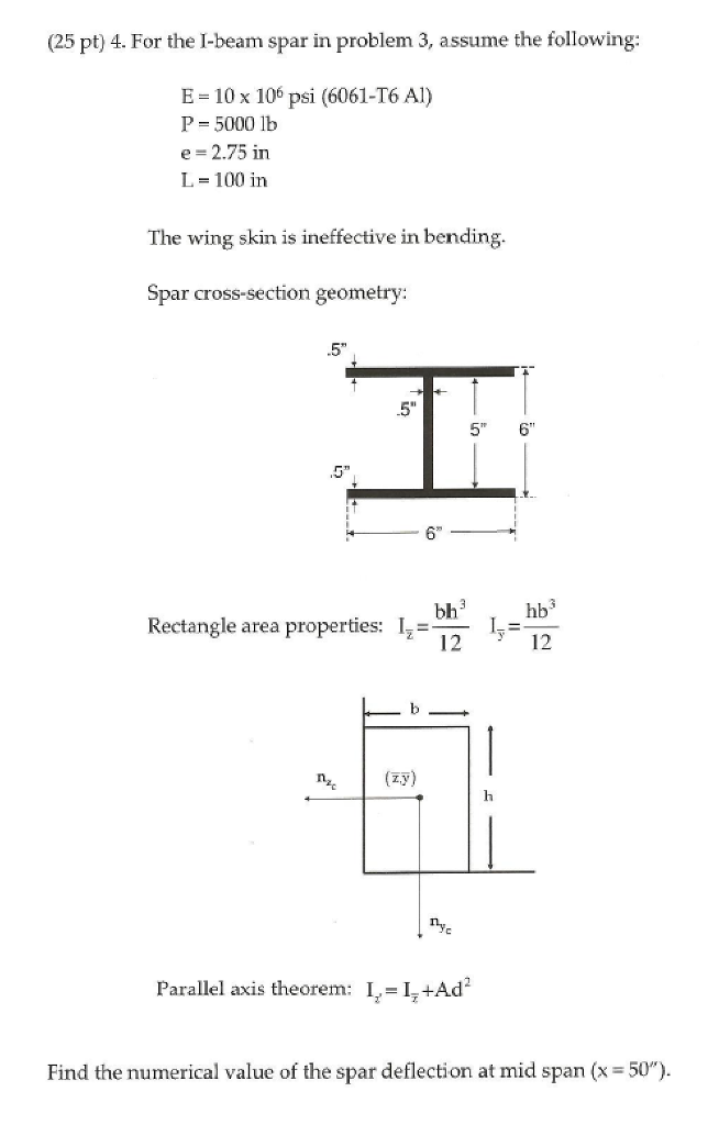 Solved (25 pt) 4. For the I-beam spar in problem 3, assume | Chegg.com