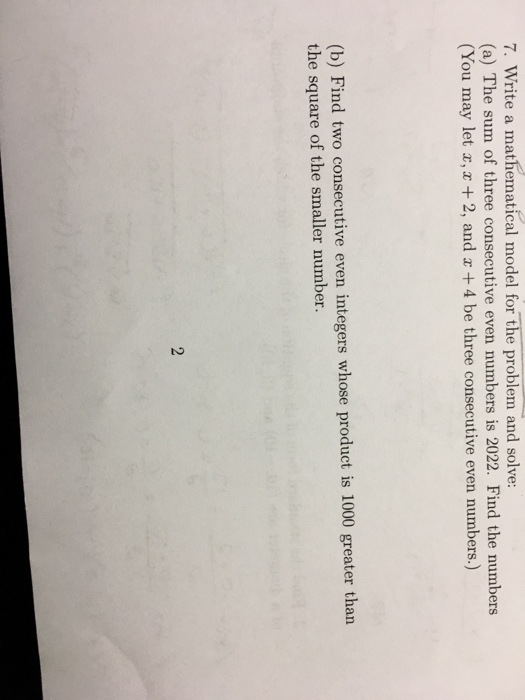Solved Write mathematical a model for the problem and solve: | Chegg.com