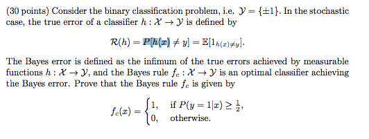 Consider the binary classification problem, i.e. Y = | Chegg.com