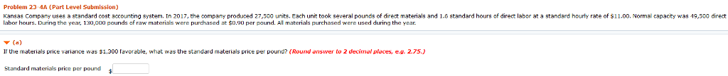 Solved Problem 23 4A (Part Level Submission) Kansas Company | Chegg.com