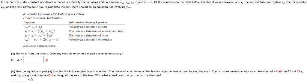 Solved In the particle under constant acceleration model, we | Chegg.com