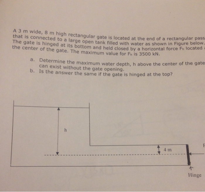 Solved A 3 m wide, 8 m high rectangular gate is located at | Chegg.com